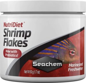 seachem nutridiet shrimp flakes - probiotic fish food formula with garlicguard 15g/.5oz