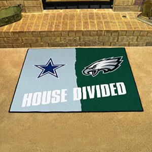 FANMATS 15665 NFL Cowboys / Eagles House Divided Rug 33.75" x 42.5"