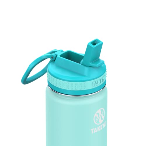 Takeya Actives Kids Insulated Stainless Steel Water Bottle with Straw Lid, 14 Ounce, Mint