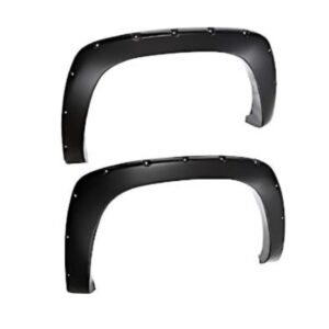 bushwacker pocket/rivet style rear fender flares | 2-piece set, black, smooth finish | 40122-02 | fits 2014-2018 gmc sierra 1500; 2015-2019 sierra 2500 hd/3500 hd w/ 6.6' or 8.2' bed (excludes dually)