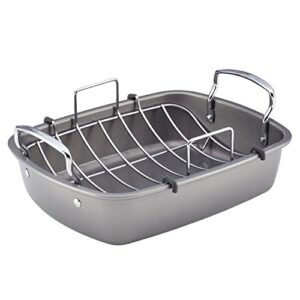 circulon nonstick roasting pan / roaster with rack - 17 inch x 13 inch, gray