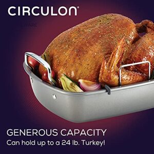 Circulon Nonstick Roasting Pan / Roaster with Rack - 17 Inch x 13 Inch, Gray