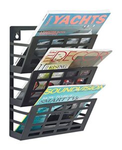 safco products 4660bl grid magazine rack, 3 pocket, black