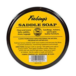 Fiebing's Saddle Soap 12oz - Yellow - Clean, Polish and Maintain Saddles, Shoes, Luggage, Handbags - Thoroughly Cleans & Restores Natural Preservative Leather Oils to Maintain Suppleness & Strength