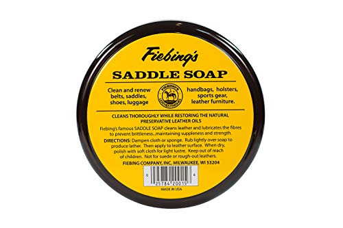 Fiebing's Saddle Soap 12oz - Yellow - Clean, Polish and Maintain Saddles, Shoes, Luggage, Handbags - Thoroughly Cleans & Restores Natural Preservative Leather Oils to Maintain Suppleness & Strength