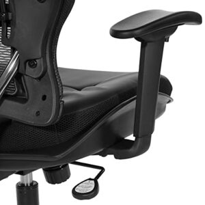 Space Seating 335 Series Professional Air Grid Back Adjustable Office Chair with Thick Padded Bonded Leather Seat and Heavy Duty Aluminum Base, Black