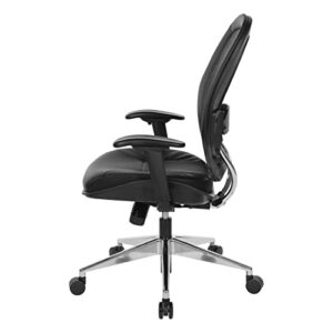 Space Seating 335 Series Professional Air Grid Back Adjustable Office Chair with Thick Padded Bonded Leather Seat and Heavy Duty Aluminum Base, Black