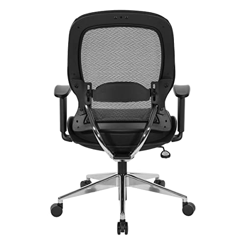 Space Seating 335 Series Professional Air Grid Back Adjustable Office Chair with Thick Padded Bonded Leather Seat and Heavy Duty Aluminum Base, Black