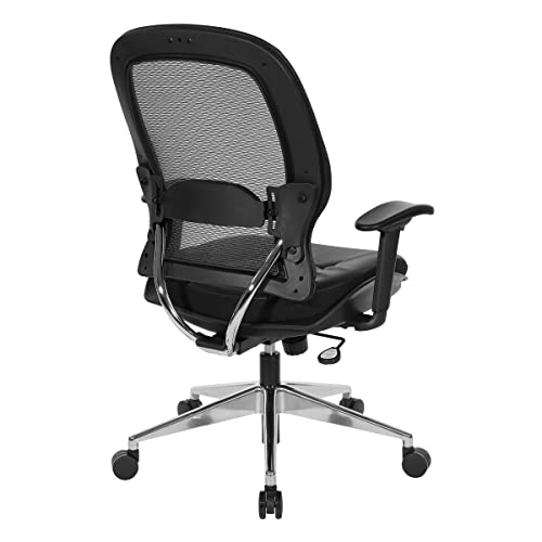 Space Seating 335 Series Professional Air Grid Back Adjustable Office Chair with Thick Padded Bonded Leather Seat and Heavy Duty Aluminum Base, Black