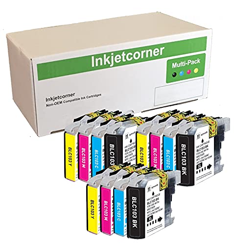 Inkjetcorner Compatible Ink Cartridges Replacement for LC103 BLC103 (3 Black 3 Cyan 3 Magenta 3 Yellow, 12-Pack)