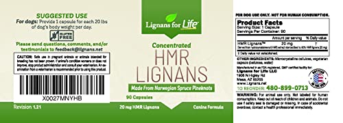 Lignans for Life HMR Lignans for Dogs, 20mg - 90 Capsules - Treat Cushing's Disease