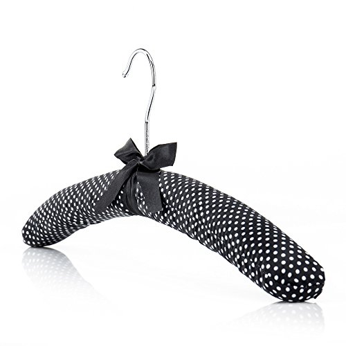 HANGERWORLD 5 Black and White Polka Dot 17inch Satin Padded Top Garment Clothes Coat Hangers