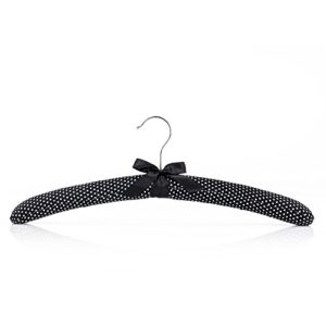 HANGERWORLD 5 Black and White Polka Dot 17inch Satin Padded Top Garment Clothes Coat Hangers