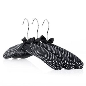 HANGERWORLD 5 Black and White Polka Dot 17inch Satin Padded Top Garment Clothes Coat Hangers