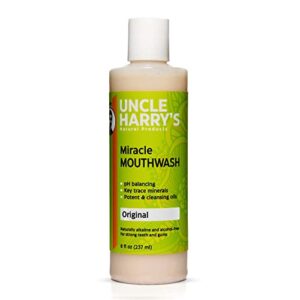 uncle harry's natural alkalizing miracle mouthwash | adult & kids mouthwash for bad breath | ph balanced oral care mouth wash & mouth rinse (8 fl oz)