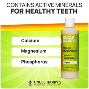 Uncle Harry's Natural Alkalizing Miracle Mouthwash | Adult & Kids Mouthwash for Bad Breath | pH Balanced Oral Care Mouth Wash & Mouth Rinse (8 fl oz)