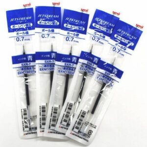 uni-ball jetstream fine point roller ball pens refills for standard pen type -0.7mm-blue ink-value set of 5