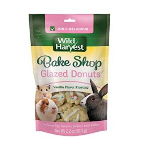 wild harvest food and unique edible treats for guinea pigs, hamsters, gerbils, and adult rabbits, glazed donuts, 0.14 pounds