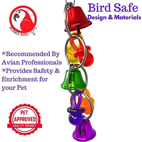 1235 Bell Pull Bonka Bird Toys Durable Colorful Rings Pacifier Budgie Cockatiel Parakeet Lovebird