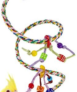 Bonka Bird Toys 1959 Small Charm Rope Boing Coil Swing Bird Toy Parrot cage pet Stand Perch Cockatiel Parakeet Play chew Aviary Bungee Accessories Colored Playground