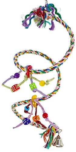 Bonka Bird Toys 1959 Small Charm Rope Boing Coil Swing Bird Toy Parrot cage pet Stand Perch Cockatiel Parakeet Play chew Aviary Bungee Accessories Colored Playground