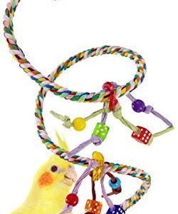 Bonka Bird Toys 1959 Small Charm Rope Boing Coil Swing Bird Toy Parrot cage pet Stand Perch Cockatiel Parakeet Play chew Aviary Bungee Accessories Colored Playground