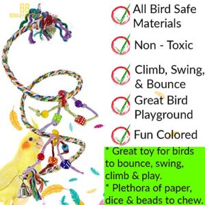 Bonka Bird Toys 1959 Small Charm Rope Boing Coil Swing Bird Toy Parrot cage pet Stand Perch Cockatiel Parakeet Play chew Aviary Bungee Accessories Colored Playground