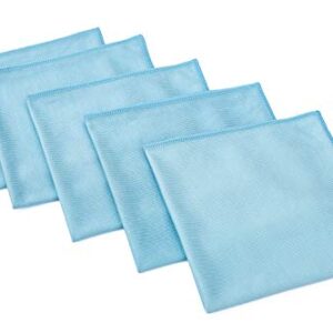 The Rag Company - Premium Window, Glass, Mirror & Chrome Detailing Towels - Professional Korean 70/30 Microfiber Blend, Lint-Free, Streak-Free, 350gsm, 16in. x 16in, Light Blue (5-Pack)