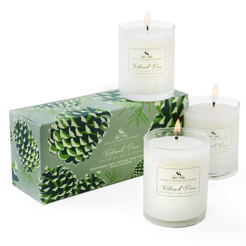 Soap & Paper Factory Roland Pine Votive Trio Gift Set - 3 x 2.4 oz Votive Soy Candles