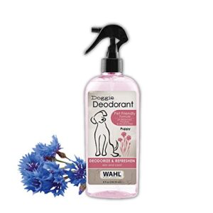 wahl cornflower aloe pet deodorant spray for all dogs & cats – clean fresh smell refreshes & deodorizes – 8 oz - model 820009a