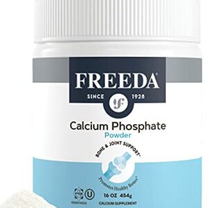 Freeda Calcium Phosphate Powder - Kosher Calcium Supplement for Men & Women, Animal Bone Health & Joint Support for Dogs & Cats - Calcium and Phosphorus Supplement - Calcium Without Vitamin D, 16oz