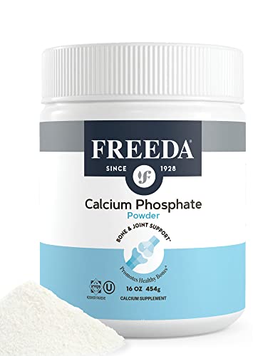 Freeda Calcium Phosphate Powder - Kosher Calcium Supplement for Men & Women, Animal Bone Health & Joint Support for Dogs & Cats - Calcium and Phosphorus Supplement - Calcium Without Vitamin D, 16oz