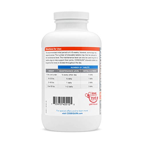 Nutramax Cosequin Maximum Strength Joint Health Supplement for Dogs - With Glucosamine, Chondroitin, and MSM, 250 Chewable Tablets