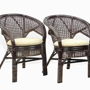 Wickerix Pelangi Handmade Rattan Dining Wicker Chair w/Cushion, Dark Brown