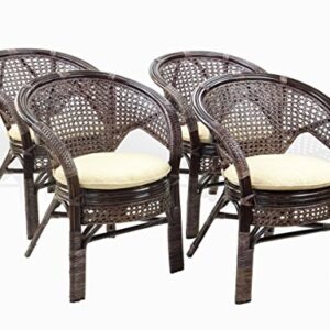 Wickerix Pelangi Handmade Rattan Dining Wicker Chair w/Cushion, Dark Brown