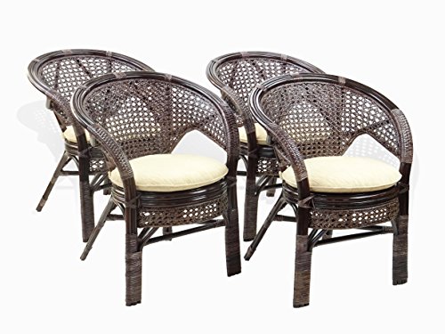 Wickerix Pelangi Handmade Rattan Dining Wicker Chair w/Cushion, Dark Brown