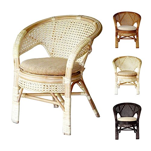 Wickerix Pelangi Handmade Rattan Dining Wicker Chair W/Cushion, White Wash