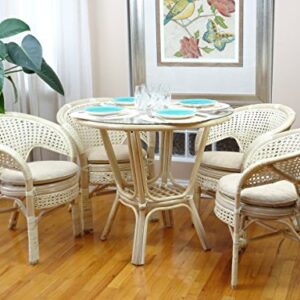 Wickerix Pelangi Handmade Rattan Dining Wicker Chair W/Cushion, White Wash