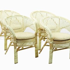 Wickerix Pelangi Handmade Rattan Dining Wicker Chair W/Cushion, White Wash