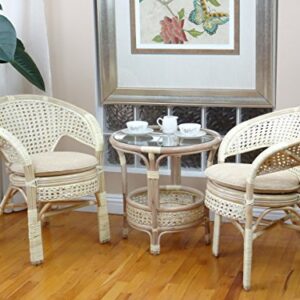 Wickerix Pelangi Handmade Rattan Dining Wicker Chair W/Cushion, White Wash