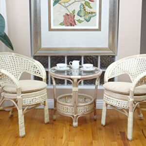 Wickerix Pelangi Handmade Rattan Dining Wicker Chair W/Cushion, White Wash