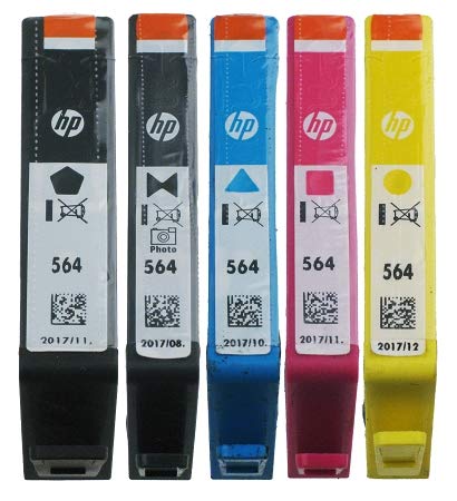 HP Setup 564 Inkjet Cartridges, Set of 5 (Black, Photo Black, Cyan, Magenta & Yellow) EXP 2012