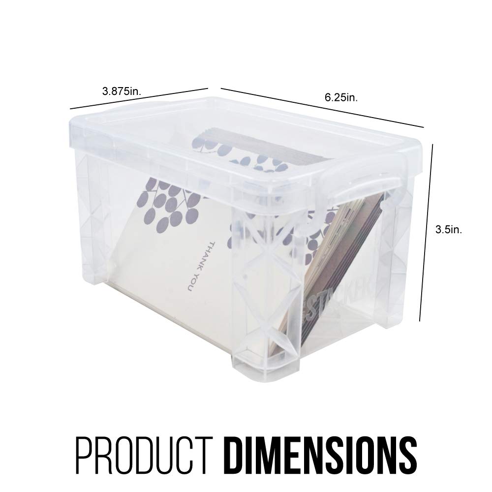 Advantus Super Stacker Storage Boxes, Holds 400 3 X 5 Cards, 6.25 X 3.88 X 3.5, Plastic, Clear