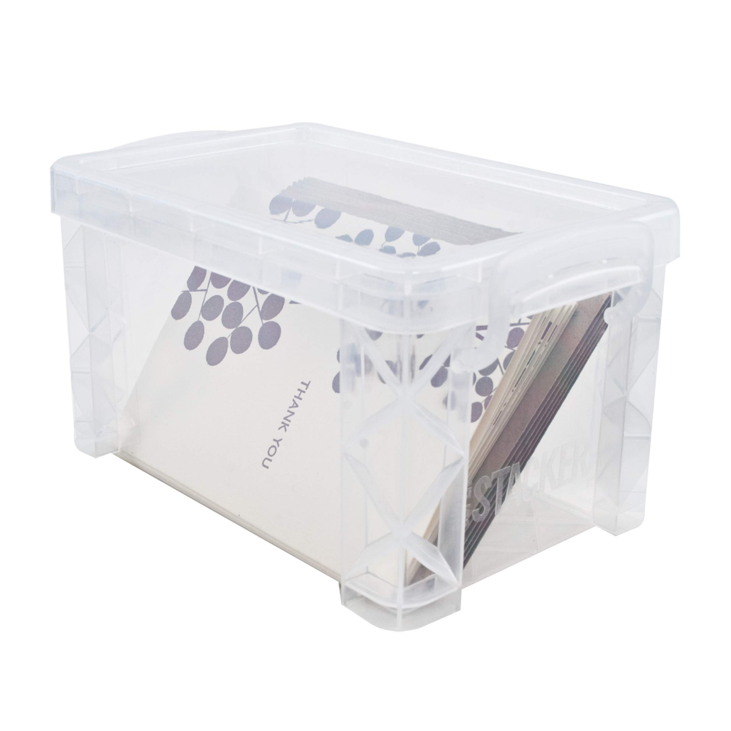 Advantus Super Stacker Storage Boxes, Holds 400 3 X 5 Cards, 6.25 X 3.88 X 3.5, Plastic, Clear