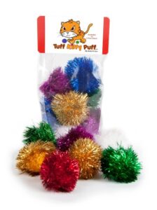 tuff kitty puff sparkle ball cat toy - (1.5 inch) 12 pak