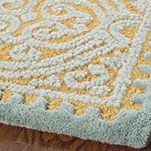 SAFAVIEH Cambridge Collection 4' Square Blue/Gold CAM234A Handmade Moroccan Premium Wool Area Rug