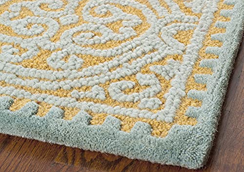 SAFAVIEH Cambridge Collection 4' Square Blue/Gold CAM234A Handmade Moroccan Premium Wool Area Rug