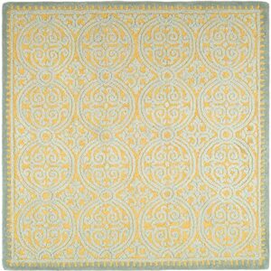 SAFAVIEH Cambridge Collection 4' Square Blue/Gold CAM234A Handmade Moroccan Premium Wool Area Rug