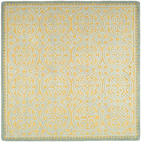 SAFAVIEH Cambridge Collection 4' Square Blue/Gold CAM234A Handmade Moroccan Premium Wool Area Rug