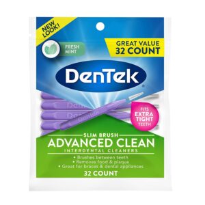 dentek slim brush interdental cleansers, extra tight, mouthwash blast 32 ea